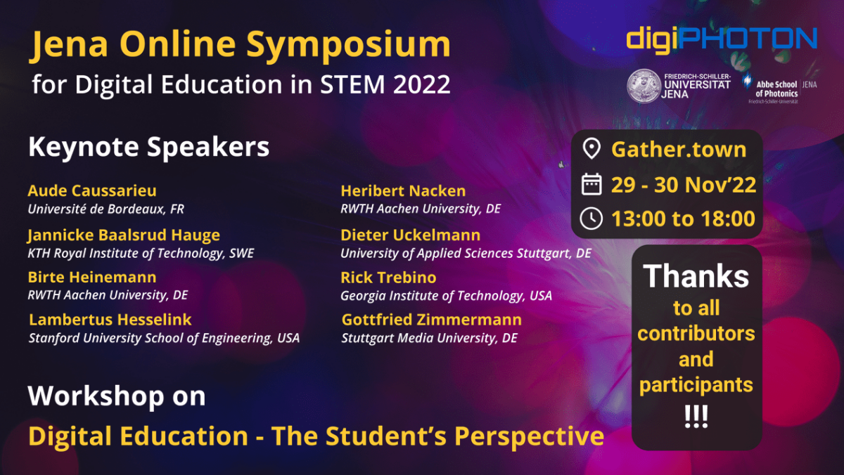 Jena Online Symposium for Digital Education in STEM 2022